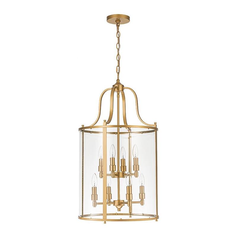 Classic Clear Glass Matte Black Round Entry Lantern Light 17in - Bed ...