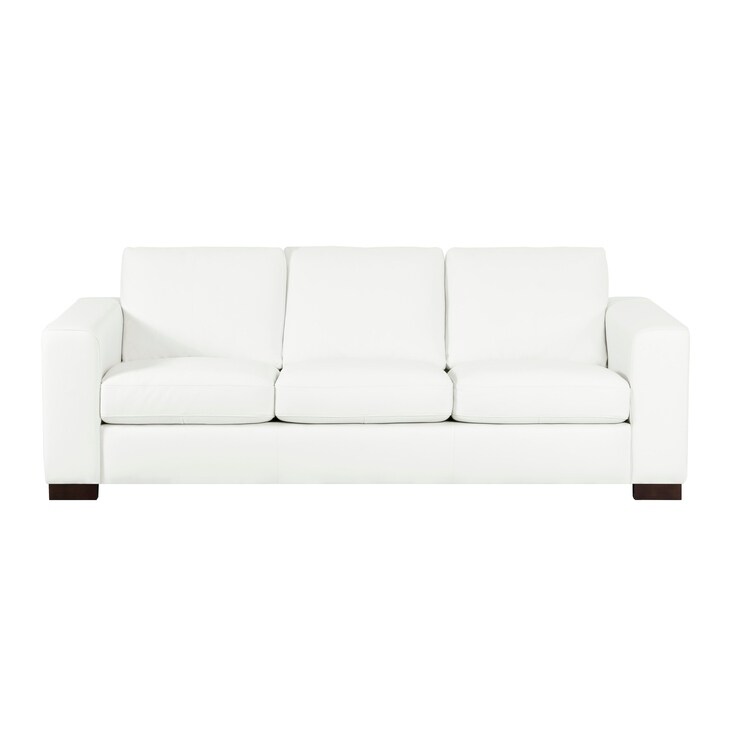 Oversized Genuine Luxurious Modern Mid Century Leather Sofa Couch with Squared Arms Wooden Legs Removable Cushions On Sale Bed Bath Beyond 39969140