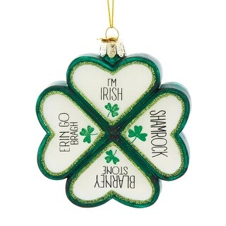 Pack of 8 White and Green Shamrock Christmas Ornaments 5" - Bed Bath ...