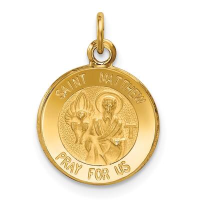 Diamond2Deal 14K Yellow Gold Saint Matthew Medal Pendant (L- 19 mm, W ...