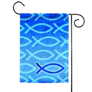 Blue Ichthys Jesus Fish Outdoor Garden Flag 18" x 12.5" - Bed Bath ...