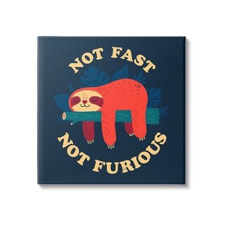 Stupell Not Fast Furious Sleepy Orange Sloth Perched Branch Canvas Wall ...