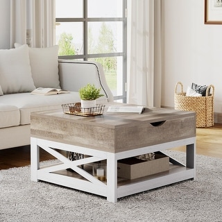 Farmhouse Lift Top Square Coffee Table with Storage - On Sale - Bed ...