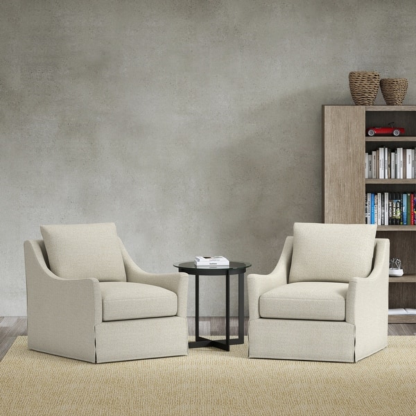 Alba Slipcovered swivel chair in 100% Performance Linen Fabric - Bed ...