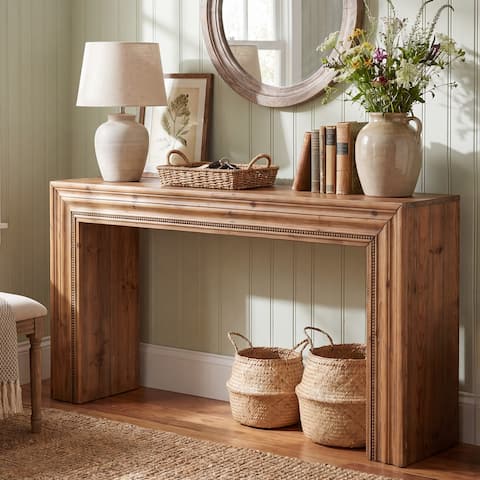 63" Solid Wood Console Table, Narrow Sofa Table Behind Couch, Entryway ...