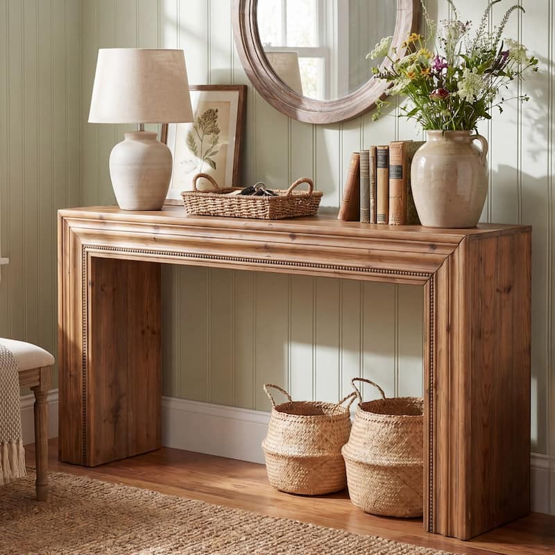 63" Solid Wood Console Table, Narrow Sofa Table Behind Couch, Entryway ...