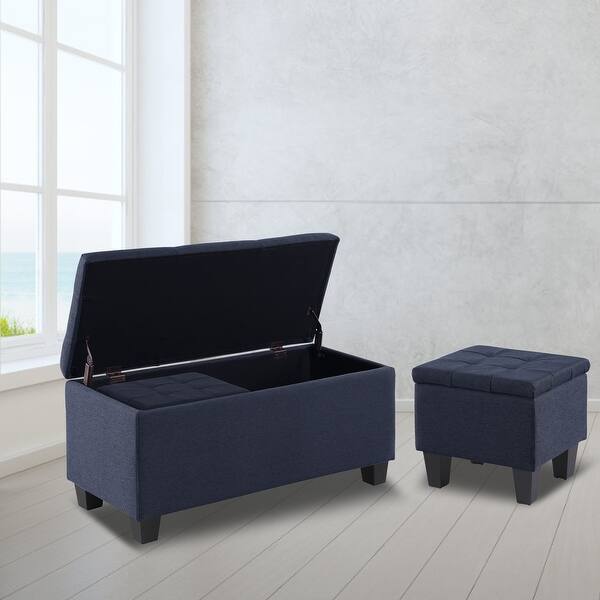 Jasiway Tufted Storage Ottoman Bench Set Combination Ottoman Bed Bath