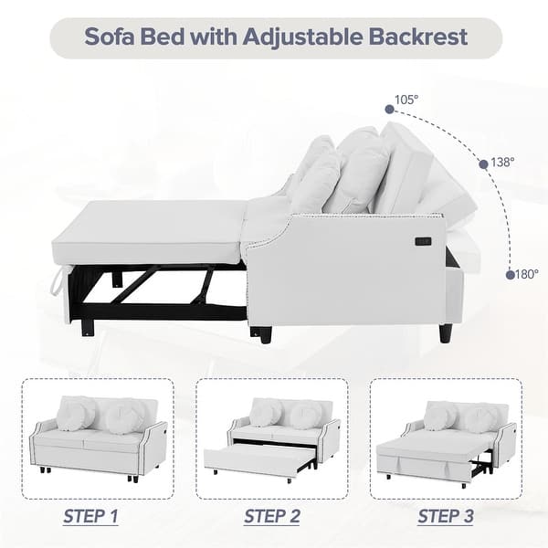 Multiple Adjustable Positions Sofa Bed Stylish Sofa Bed w/ 2 USB Ports ...
