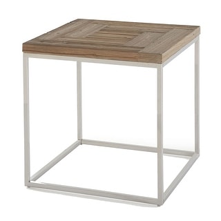 24 Inches Wooden Top End Table With Metal Base Brown And Silver Saltoro ...