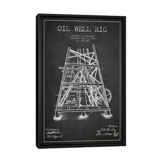 iCanvas "Oil Well Rig Charcoal Patent Blueprint" by Aged Pixel Framed ...
