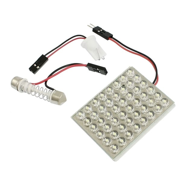 12V Festoon Base + T10 Adaper + White 48 LED Car Interior Dome LED ...