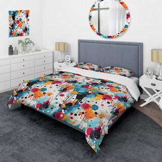 Designart "Artistic Paint Splash Dance II" Blue Modern Bedding Set With ...