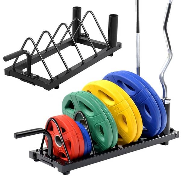 Yaheetech Horizontal Barbell Bumper Plate Rack Holder Bar Storage Rack ...