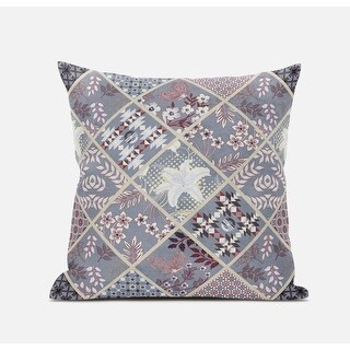 20â€ Gray Pink Patch Suede Throw Pillow - Bed Bath & Beyond - 39527148