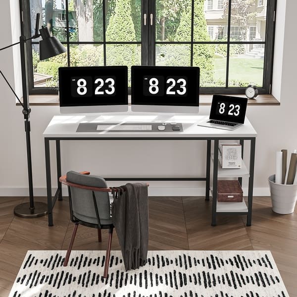 ACTIVESIT Computer Desk with Storage Shelves Home Office Desk Writing ...