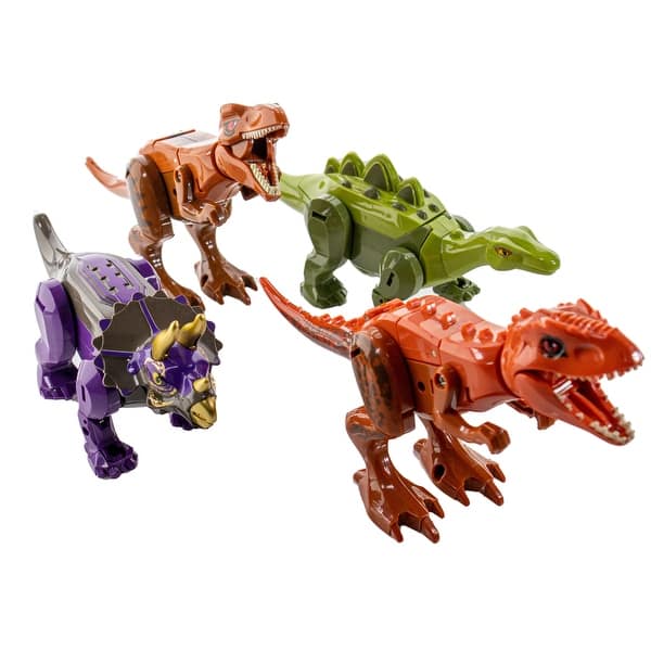 4pc 2 in 1 Dinosaur Robot Transforming Toy Dino Transformer Robot w ...