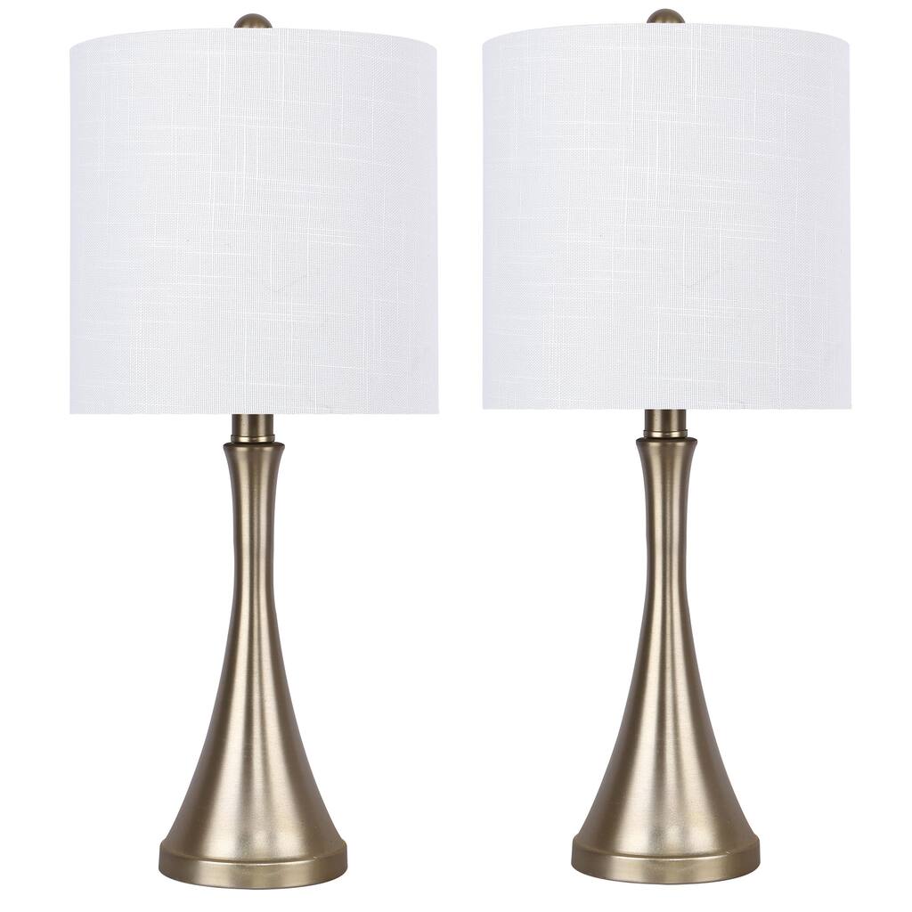 Metal Flared Base and Linen Shade Table Lamp (Set of 2) - Overstock ...