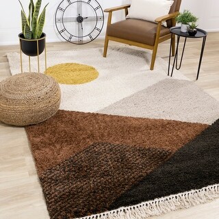 Bella Collection - Cream/ Brown/ Yellow Mountain Sunset Rug - Bed Bath ...