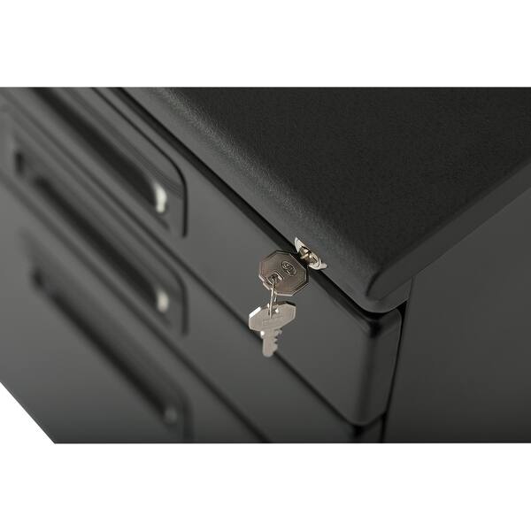 Offex 3 Drawer Metal Rolling File Cabinet with Locking Drawers - Black ...
