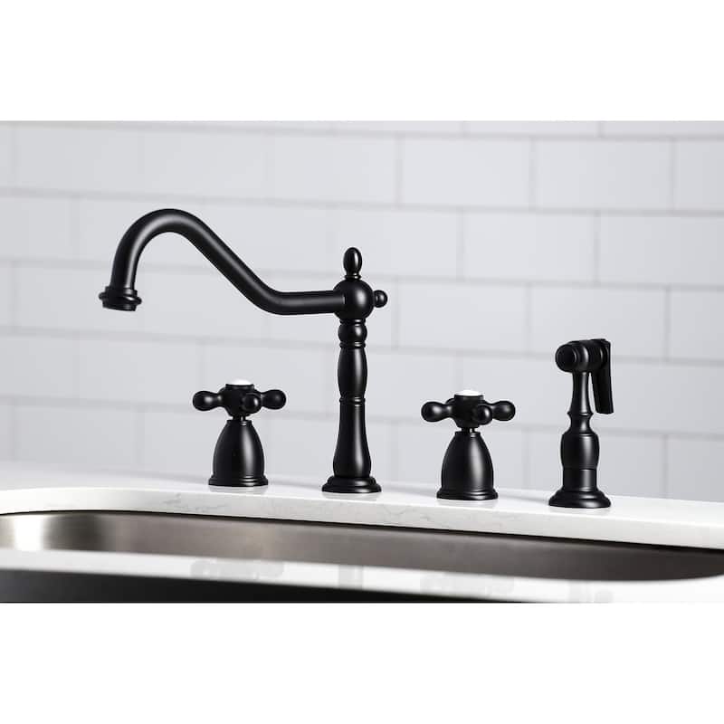 Heritage 8-Inch Widespread Kitchen Faucet with Brass Sprayer ...