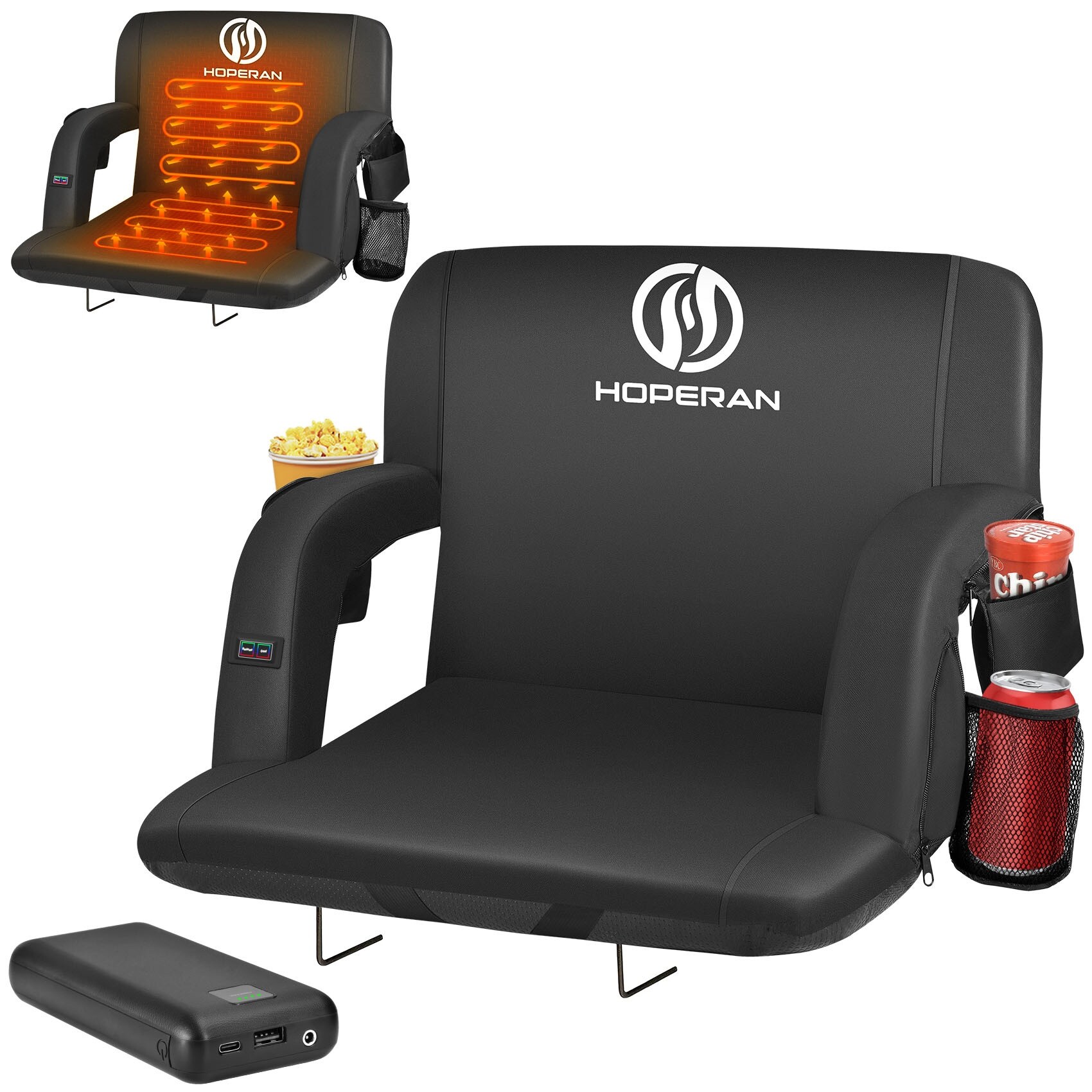 23 Inch 2-Pack Heated Stadium Seats for Bleachers with 20000mAh Power ...