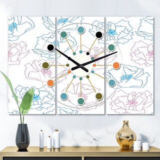 Designart 'Retro Handdrawn Poppies I' Oversized Mid-Century wall clock ...