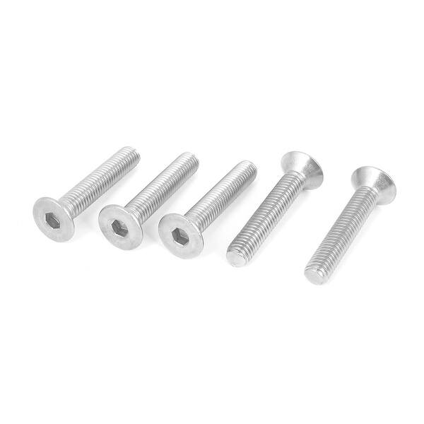 M8 Stainless Steel Hex Socket Countersunk Flat Head Screws Bolt 45mm Long 5pcs - Silver Tone ...