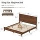 Solid Wood Panel Platform Bed with Headboard, Double Size Beds Wooden ...