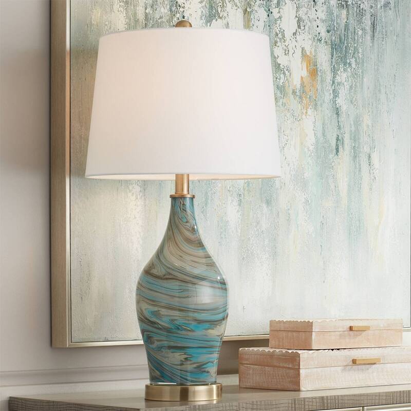 Blue Swirl Modern Art Glass Table Lamp - 26" x 13" - Bed Bath & Beyond ...
