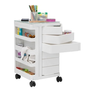Studio Designs Kubx Rotating Mobile Storage Organizer with Glass Top ...