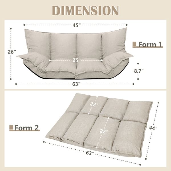 Modern Lazy Sofa Bed Beige Folding Futon for Kids or Home - Bed Bath ...