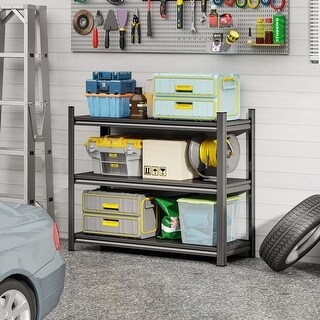 3-Layer Storage Rack, Metal Storage Rack, Adjustable Height Partition ...