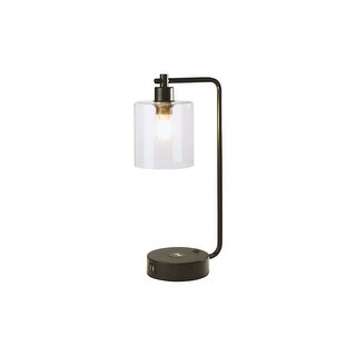 Defong Modern 19-Inch Table Lamp with Wireless Charging Pad - Black ...