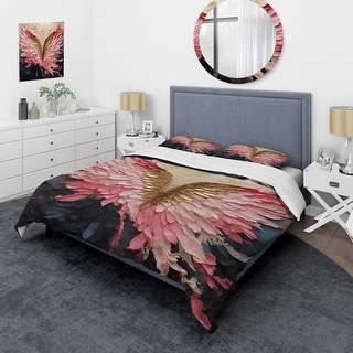 Designart - Pink And Gold Angel Wings - Abstract Spirals Bedding Cover ...