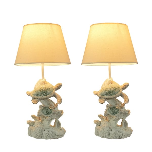 Mosaic Swimming Sea Turtles Coastal Sea Life Table Lamp Set Of 2 - 19 X ...