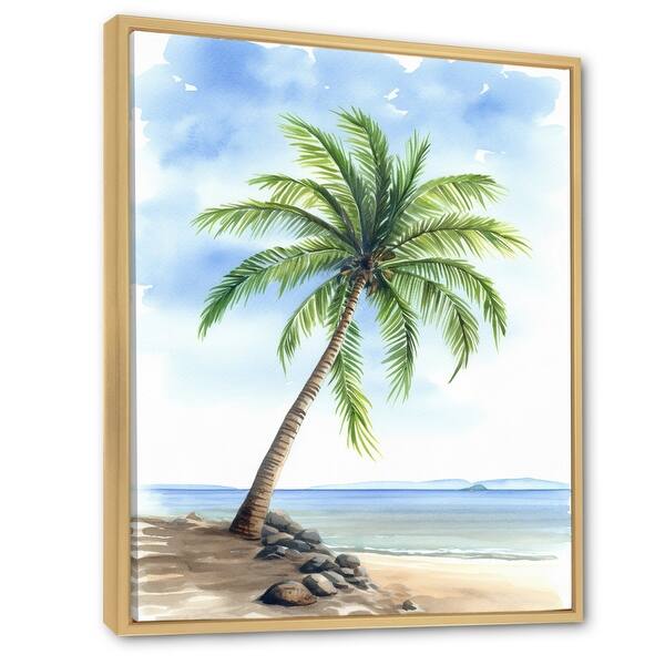 Designart "Palm Tree At The Beach Resort III" Palms & Palm Trees Framed ...