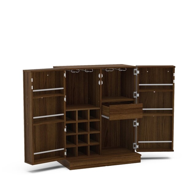 Boahaus Brown Expandable Bar Cabinet with Wine Storage Bed Bath Beyond 24256547