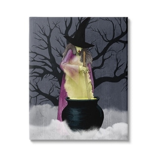Stupell Witch Stirring Smokey Cauldron Spooky Halloween Night Canvas ...