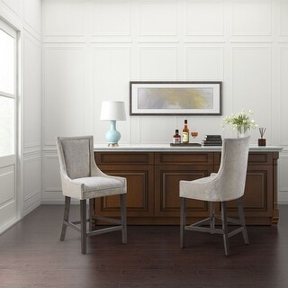 Cream Polyester Plush Fabric Upholstered Counter Stool Upholstered Seat ...