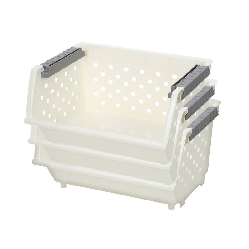 YBM Home Plastic Storage Stacking Bin for Home and Kitchen, Open ...