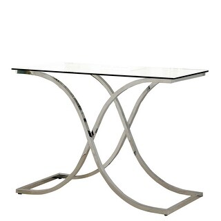 Modern Sofa Table With Glass Top And Curved Chrome Legs Silver And ...