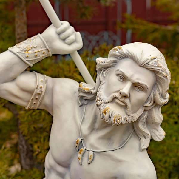 48 Inch Tall Magnesium Merman Garden Statue "Scotty" Antique Grey - Bed ...