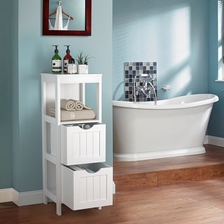Free Standing Side Storage Cabinet 4Tier Bathroom Floor Cabinet - Bed ...