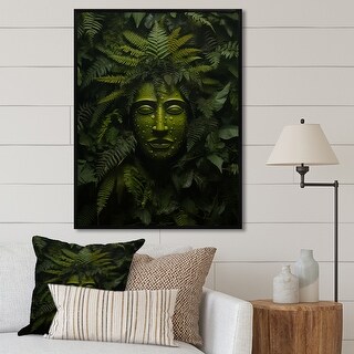 Designart "Modern Tribal Forest Mask" African Tribal Framed Canvas Wall ...