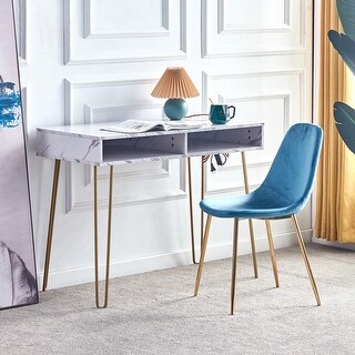 Nestfair Modern Marble MDF Top Desk with Sturdy Glod Metal Legs - Bed ...
