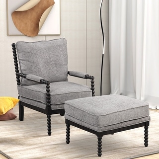 The Spindle Chair Velvet Accent Chair with Ottoman - Bed Bath & Beyond ...