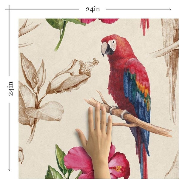 Red and Tan Bird Animal Peel and Stick Removable Wallpaper 2321 - Bed ...