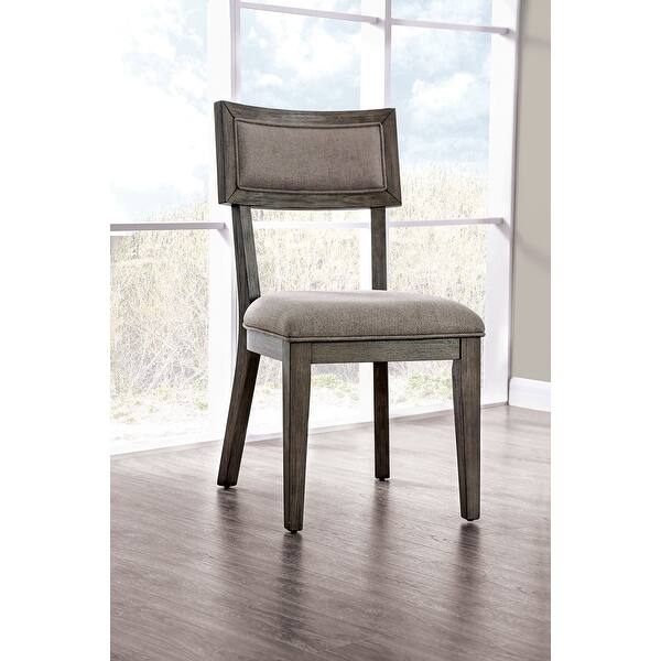 Rustic Grey Solid wood 2pc Dining Chairs Fabric Upholstered Seat Back ...