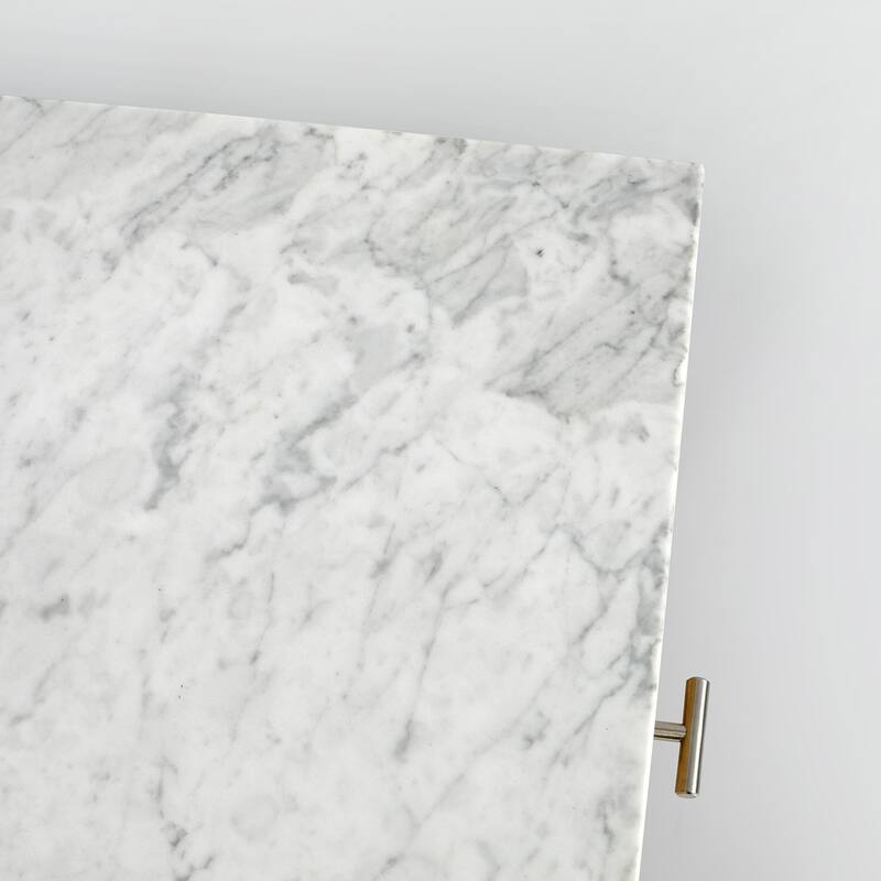 Alto 18" Square Italian Carrara White Marble Side Table with Legs ...
