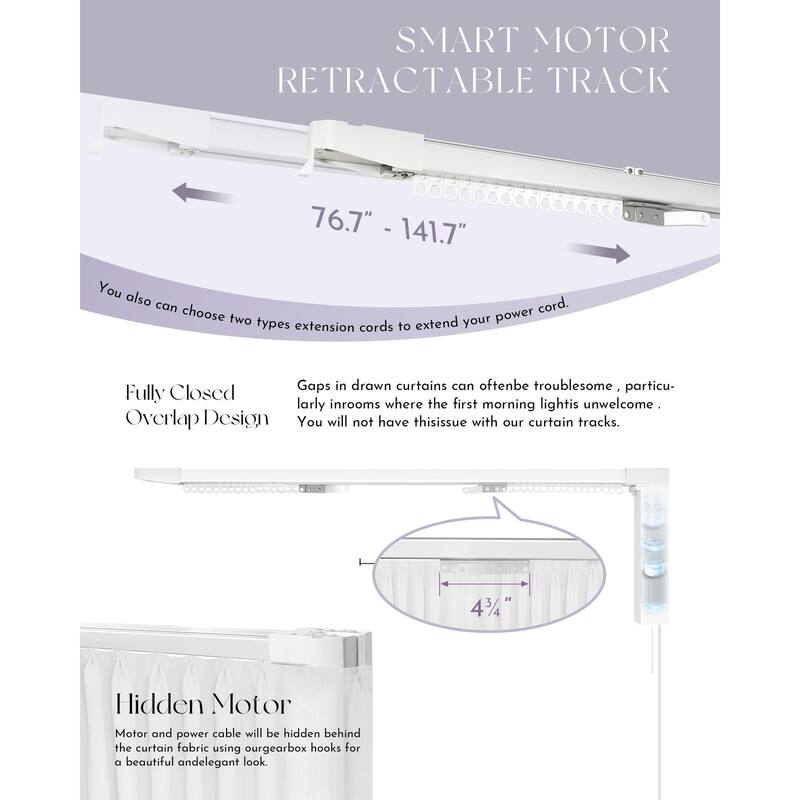 Smart Curtain System, Retractable Motorized Curtain Rail Compatible ...
